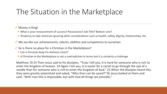 The Christian in the Marketplace | PPTX | Christianity | Religion ...