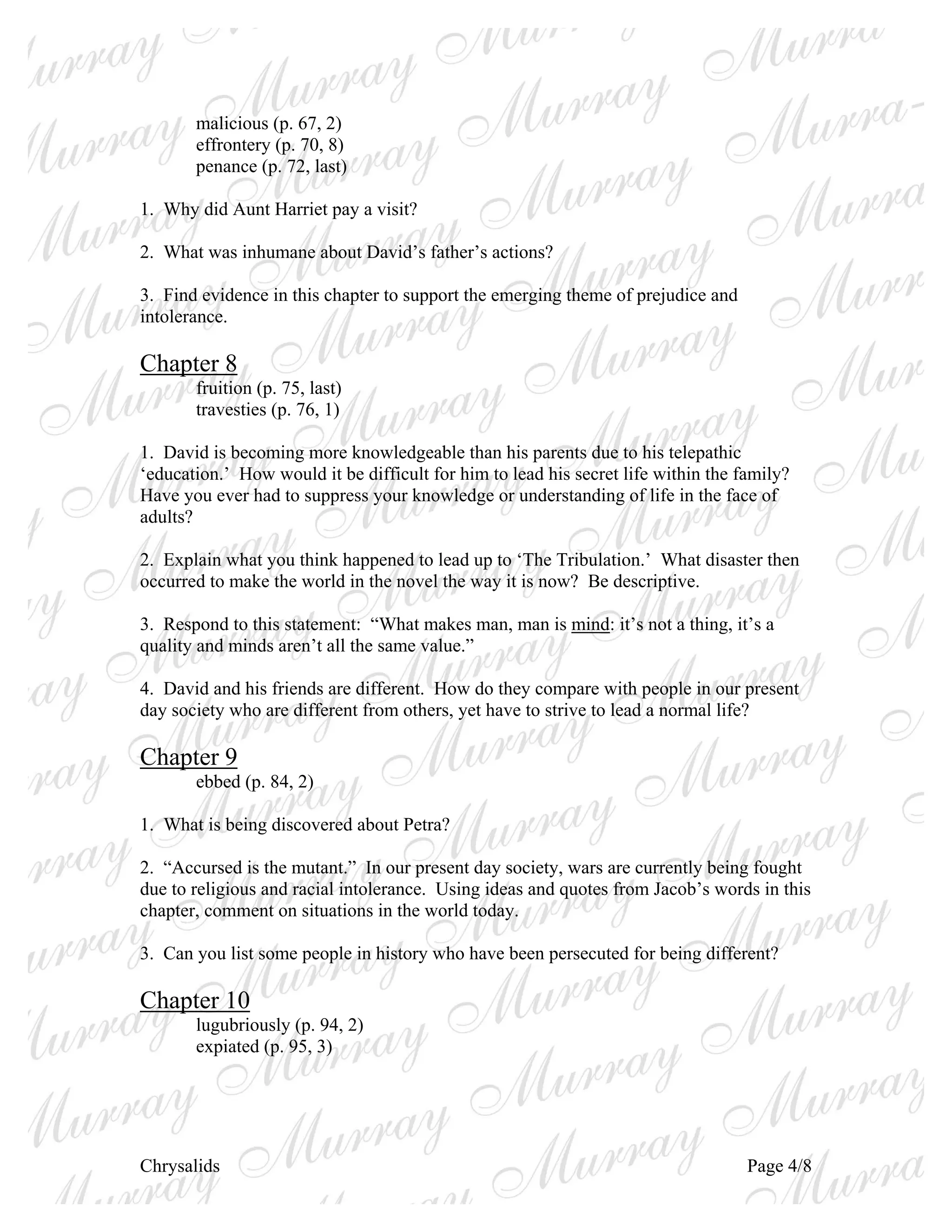 The chrysalids 2 w | PDF