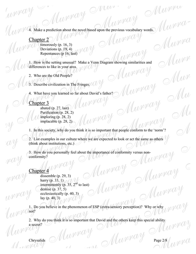 The chrysalids 2 w | PDF