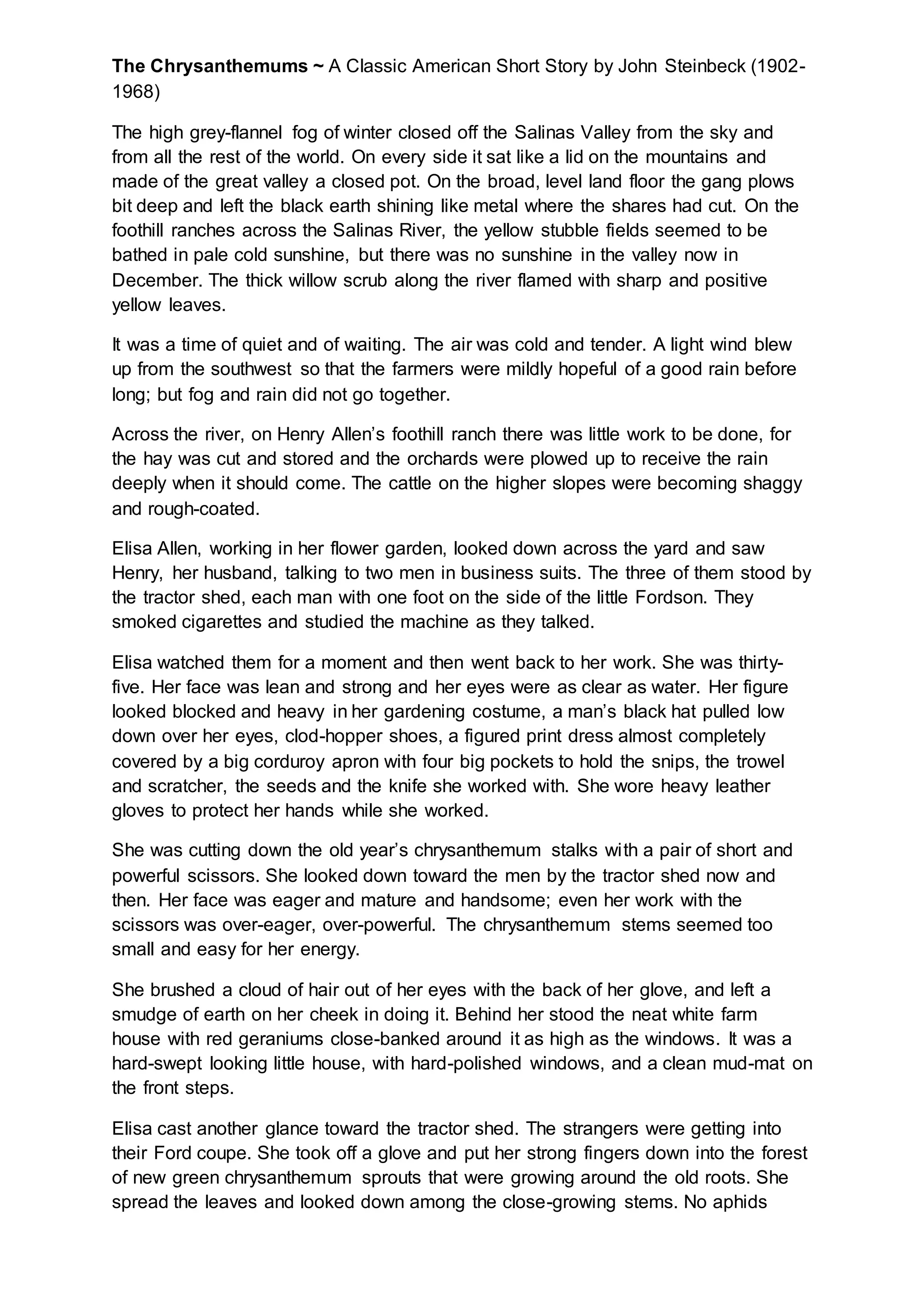 The chrysanthemums | DOCX