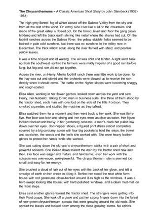 The chrysanthemums | DOCX