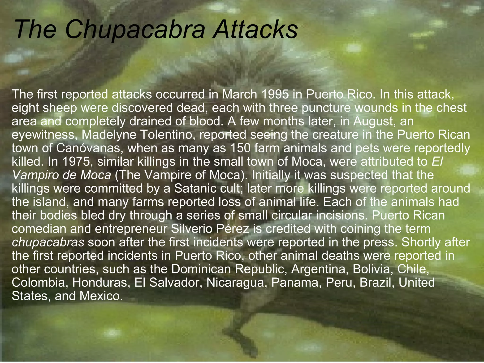 The Chupacabra | PPT | Zoos & Aquariums | Attractions