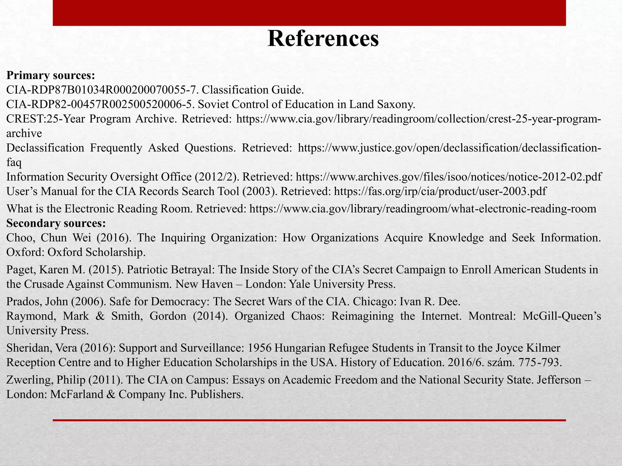 The CIA archives and the History of Education | PPT