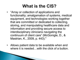 The cis clinical_information_ppt--for turn in | PPTX
