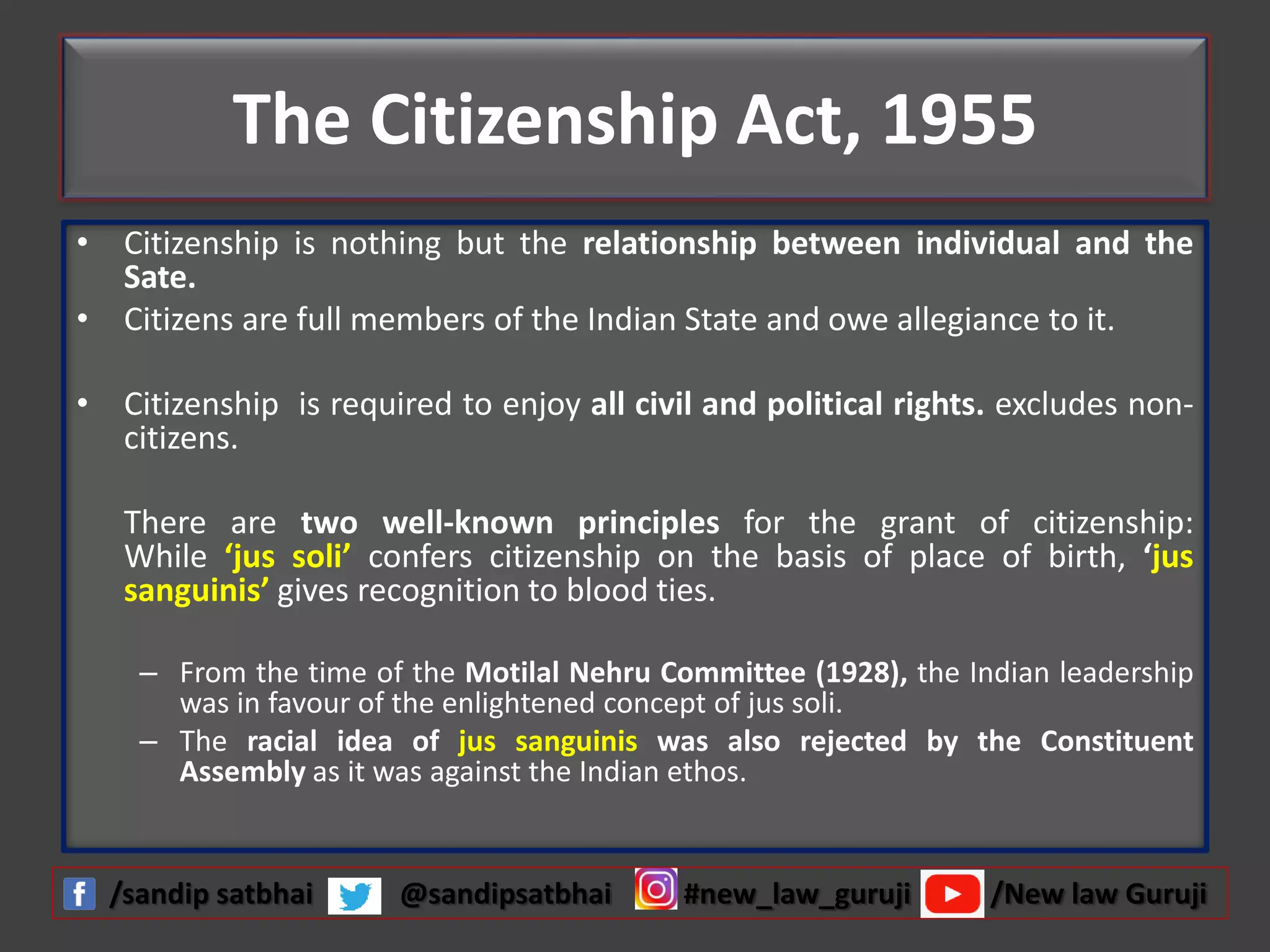 The Citizenship Act, 1955 | PPTX