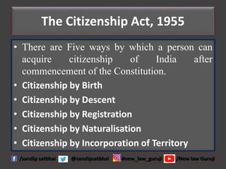 The Citizenship Act, 1955 | PPTX