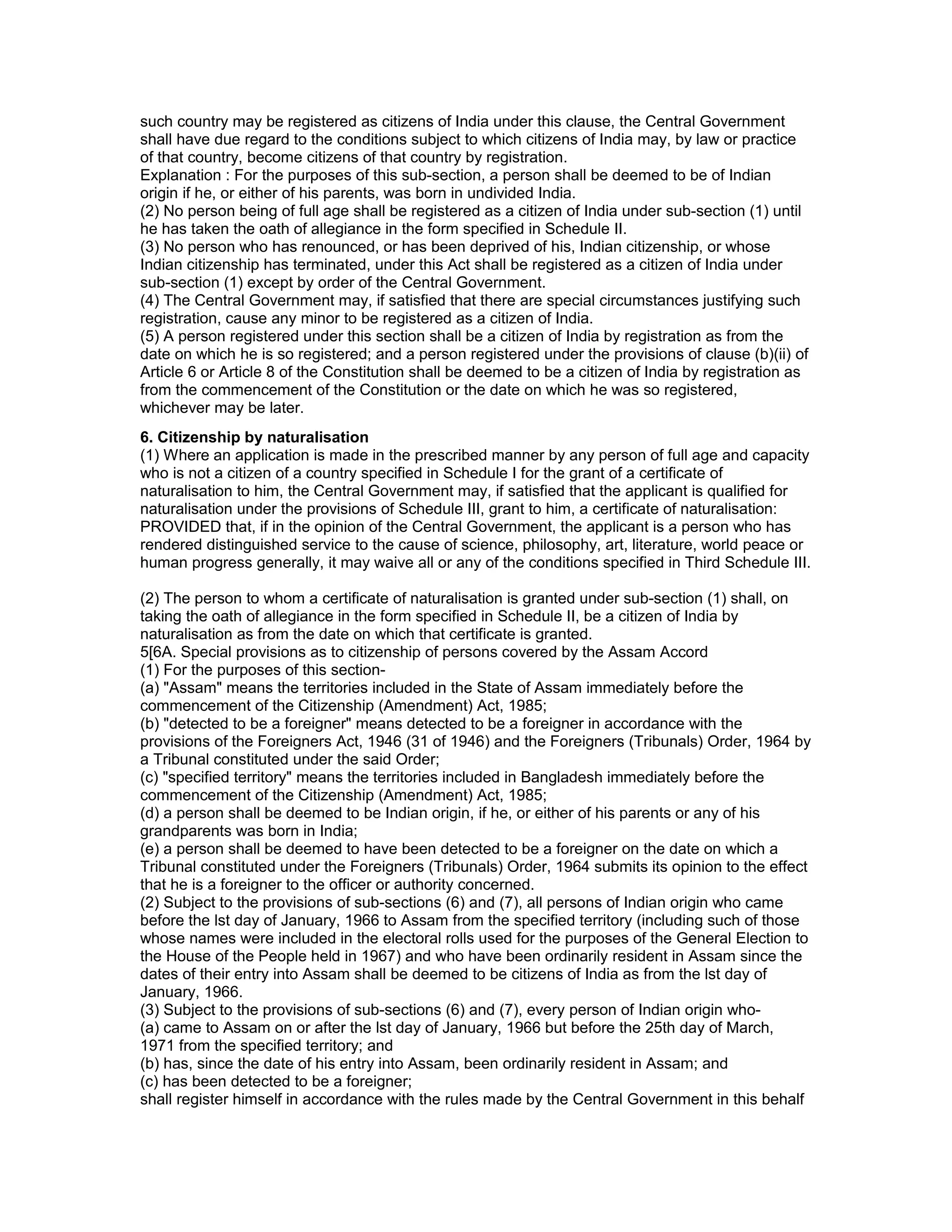 The citizenship act 1955 | DOC