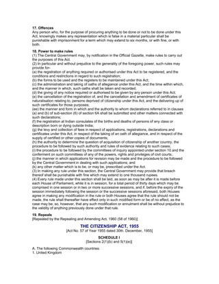 The citizenship act 1955 | DOC | Adoption and Fostering | Parenting