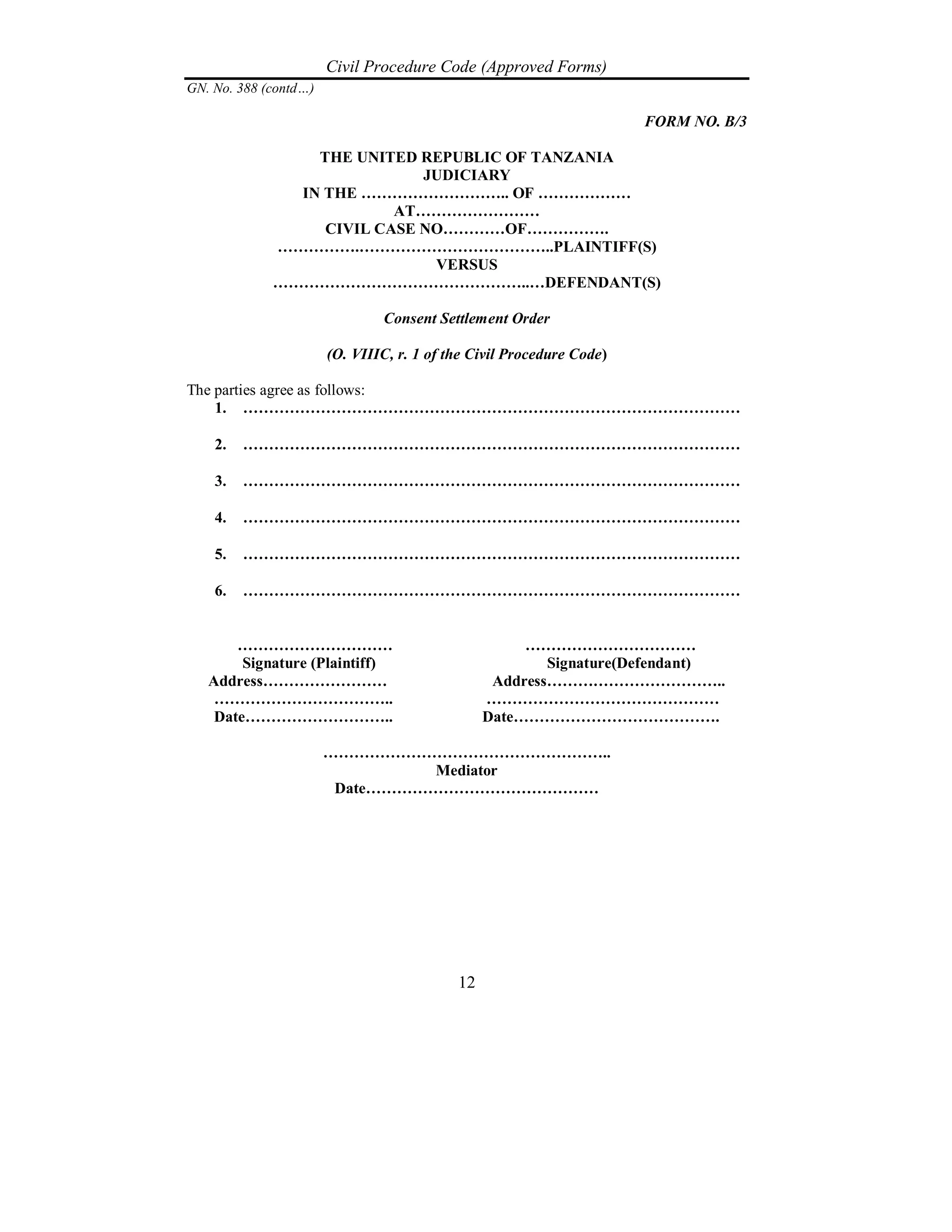 The civil procedure code (approved forms) gn. 388 of 2017 | PDF
