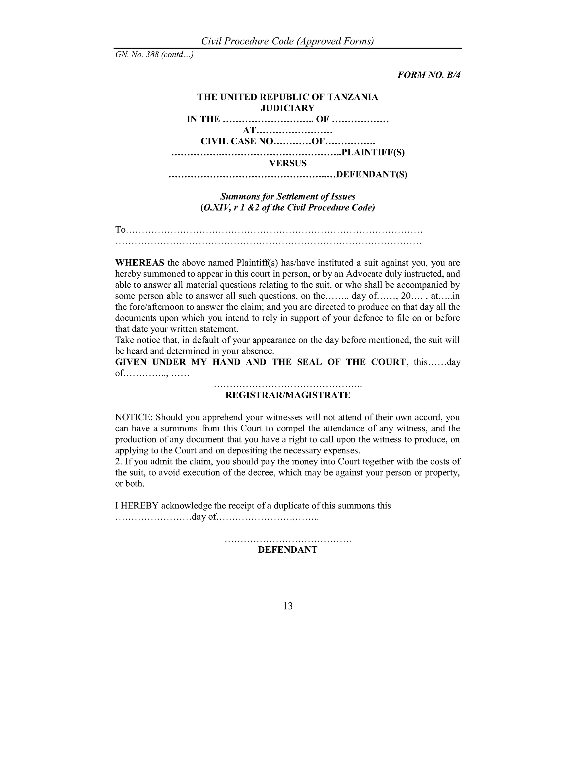 The civil procedure code (approved forms) gn. 388 of 2017 | PDF