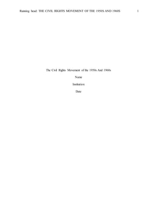 The civil rights movement of the 1950 and 1960 | DOCX