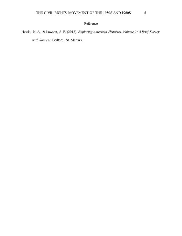 The civil rights movement of the 1950 and 1960 | DOCX