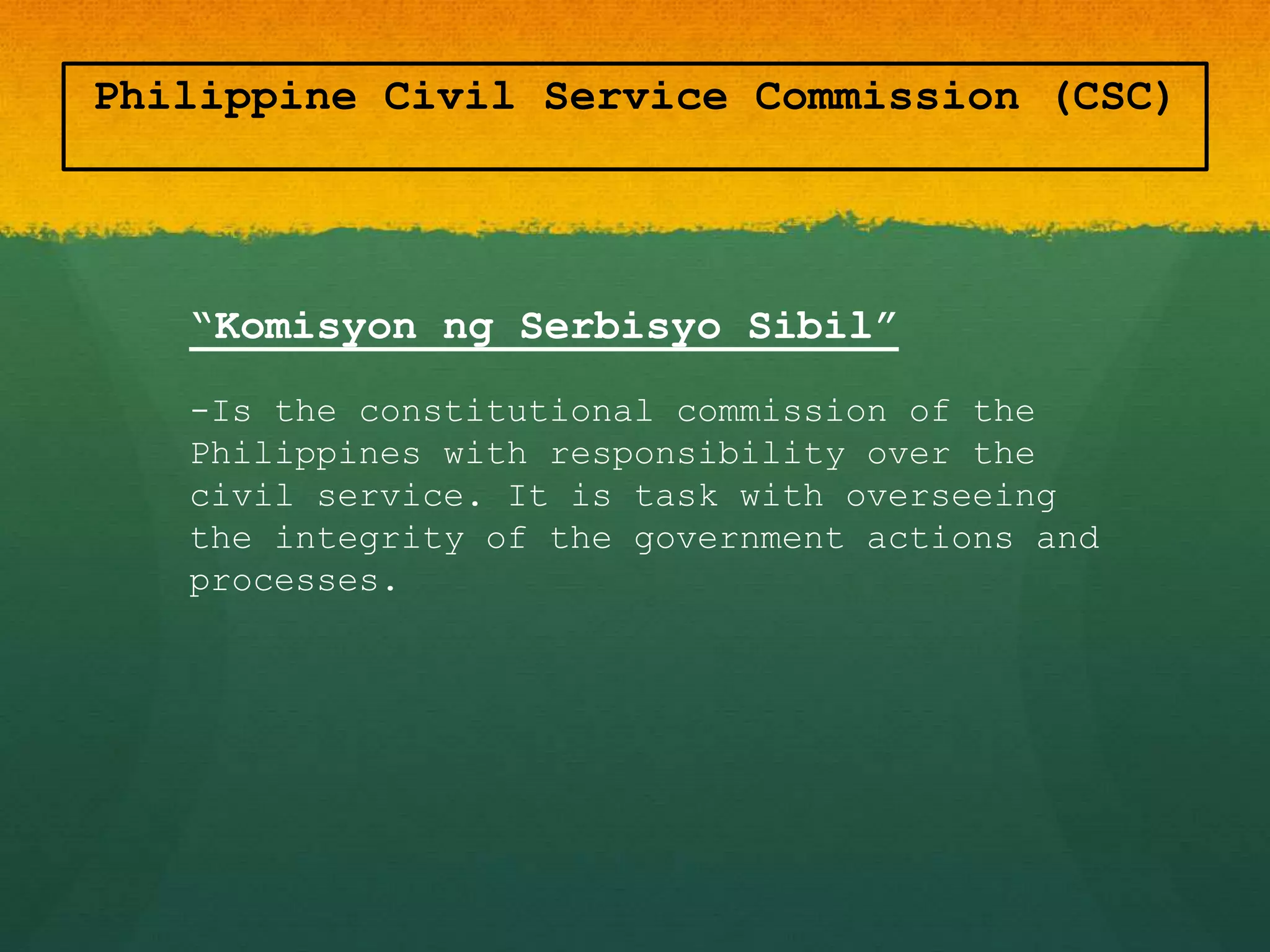 THE CIVIL SERVICE COMMISSION AND THE SALIENT FEATURES OF RA 6713 | PPTX