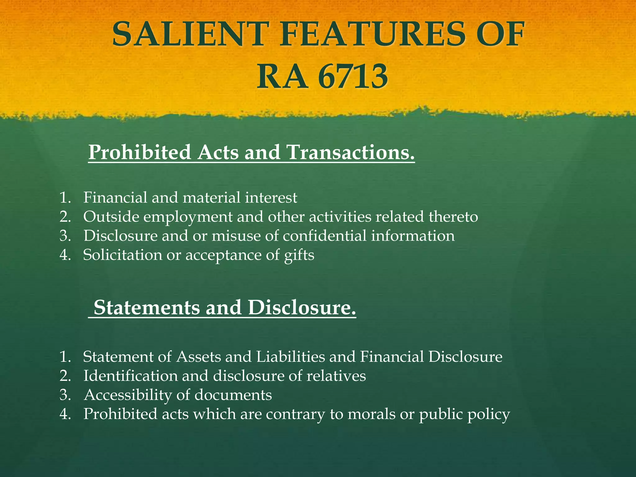 THE CIVIL SERVICE COMMISSION AND THE SALIENT FEATURES OF RA 6713 | PPTX