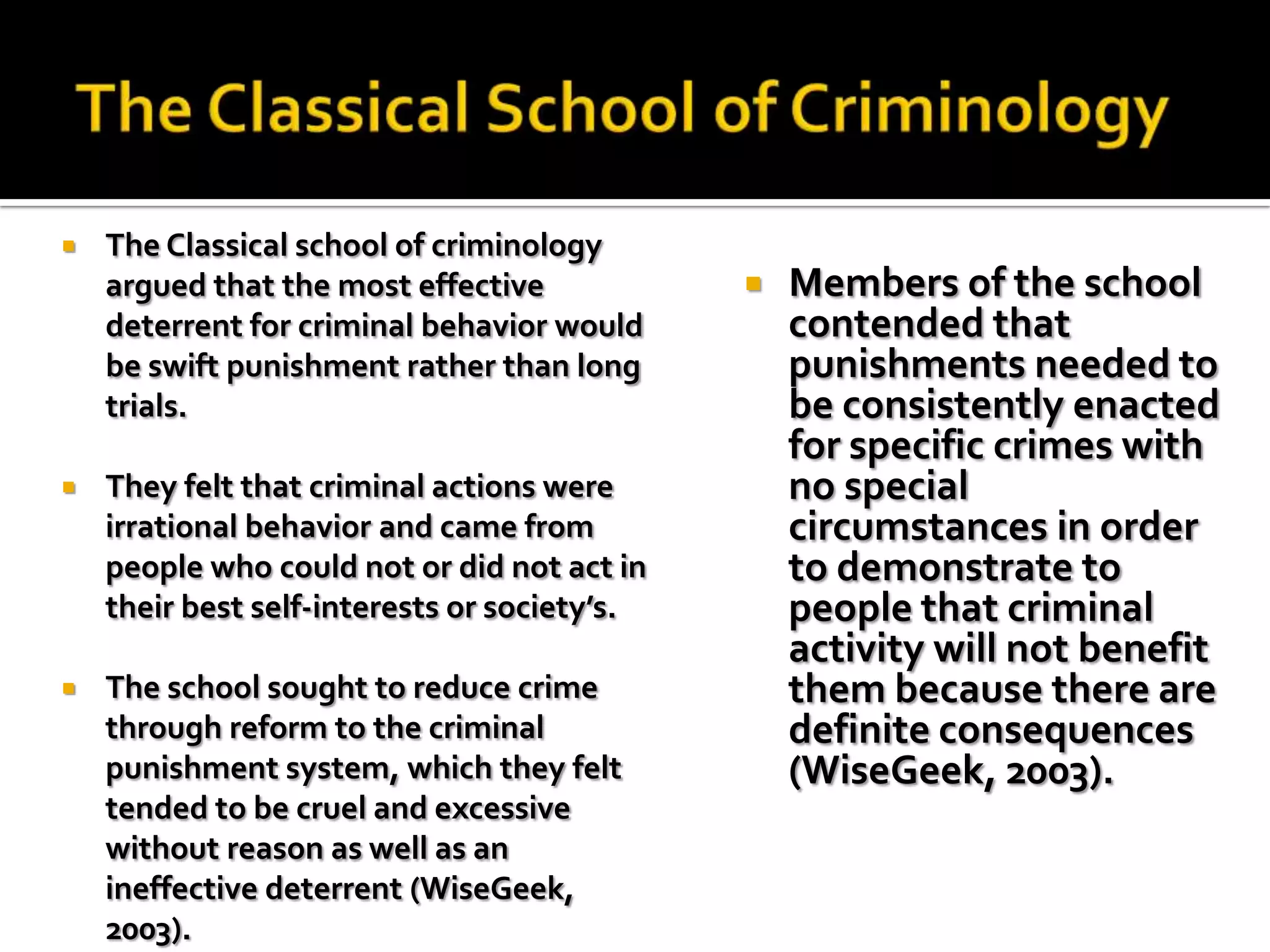 The Classical School of Criminology | PPTX