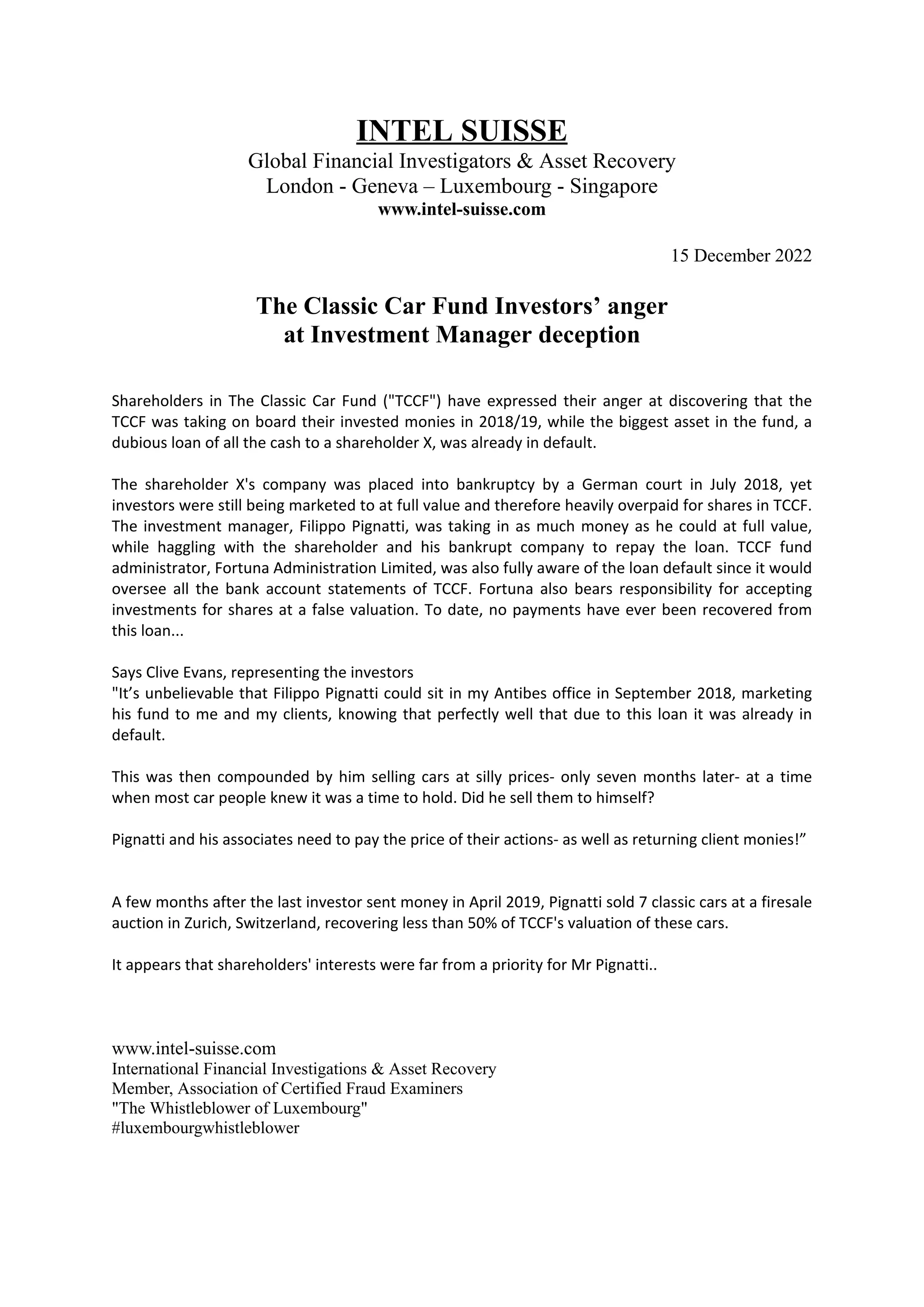 Filippo Pignatti : Investment Manager Deception | PDF