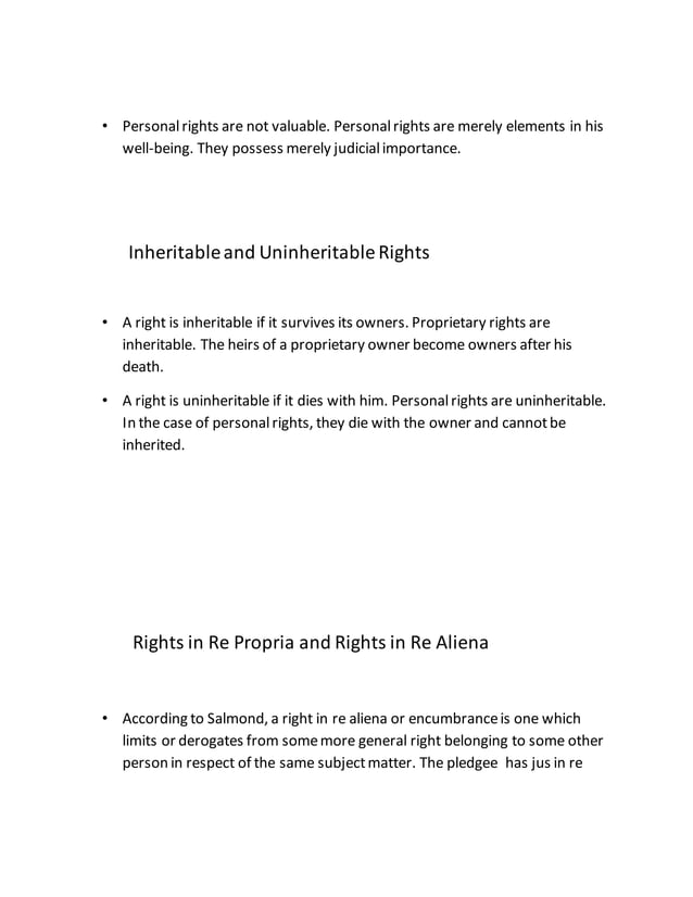 The classification of legal rights | DOCX | Law
