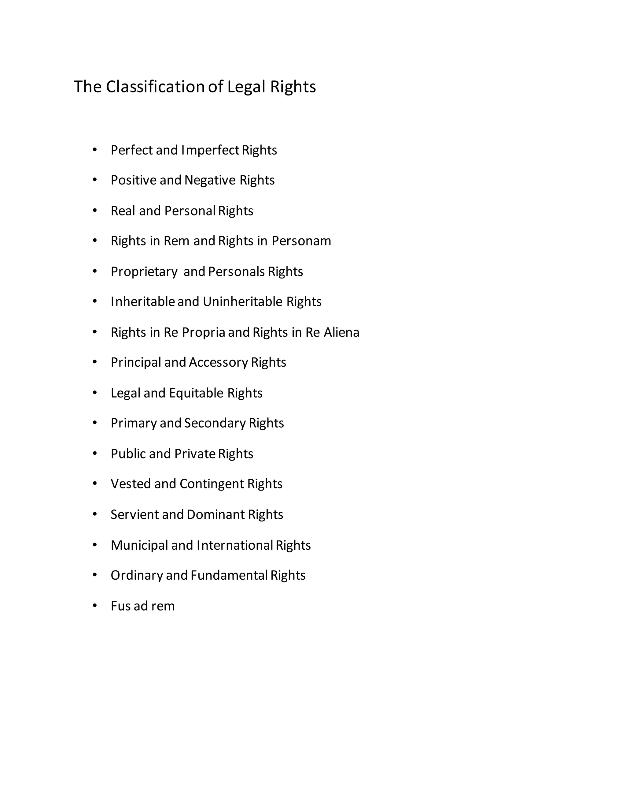 The classification of legal rights | DOCX
