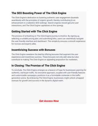 The Click Engine Review: Unlocking Authentic Buyer Traffic in 2023 | PDF