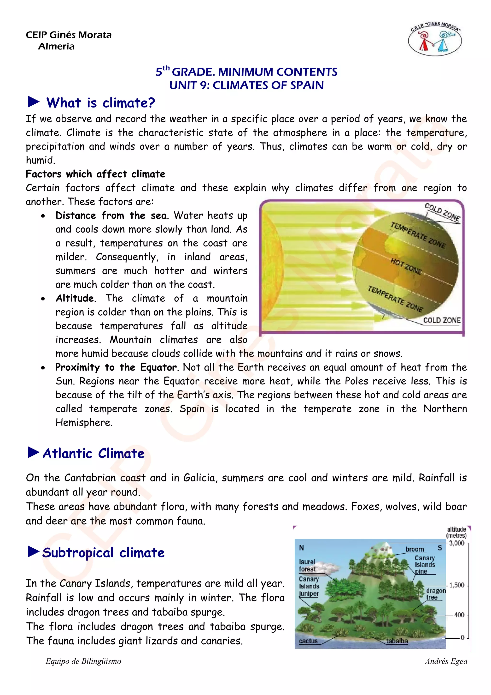 The climate of spain 5º | PDF