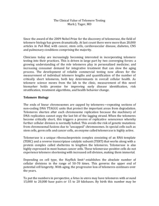 The clinical value of telomere testing – dr. Mark Tager A4M May 2016 | PDF