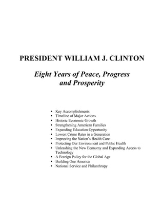 The Clinton Record 1993-2001 - Peace, Progress and Prosperity | PDF