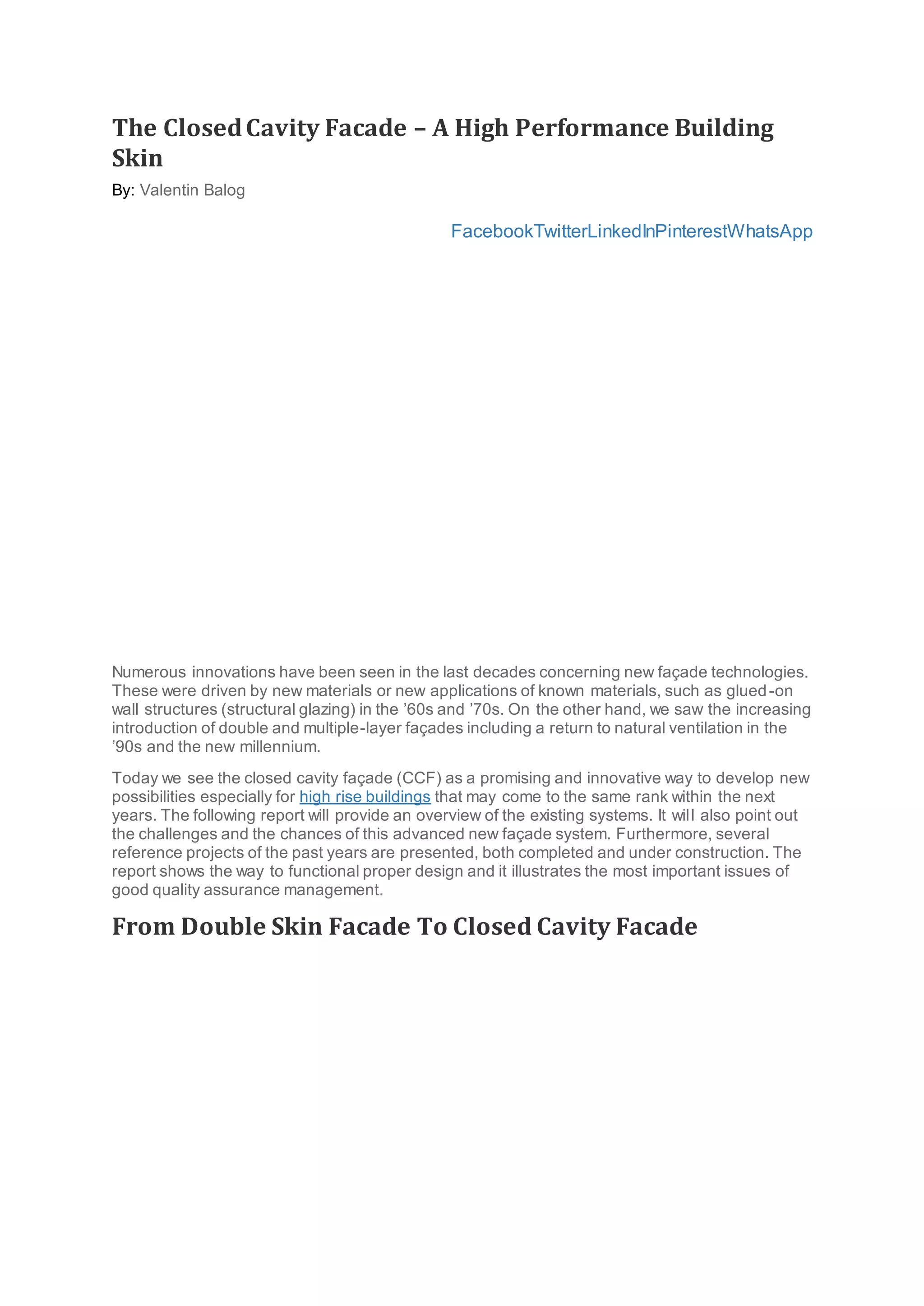 The Advanced Facade Technology – CCF | PDF