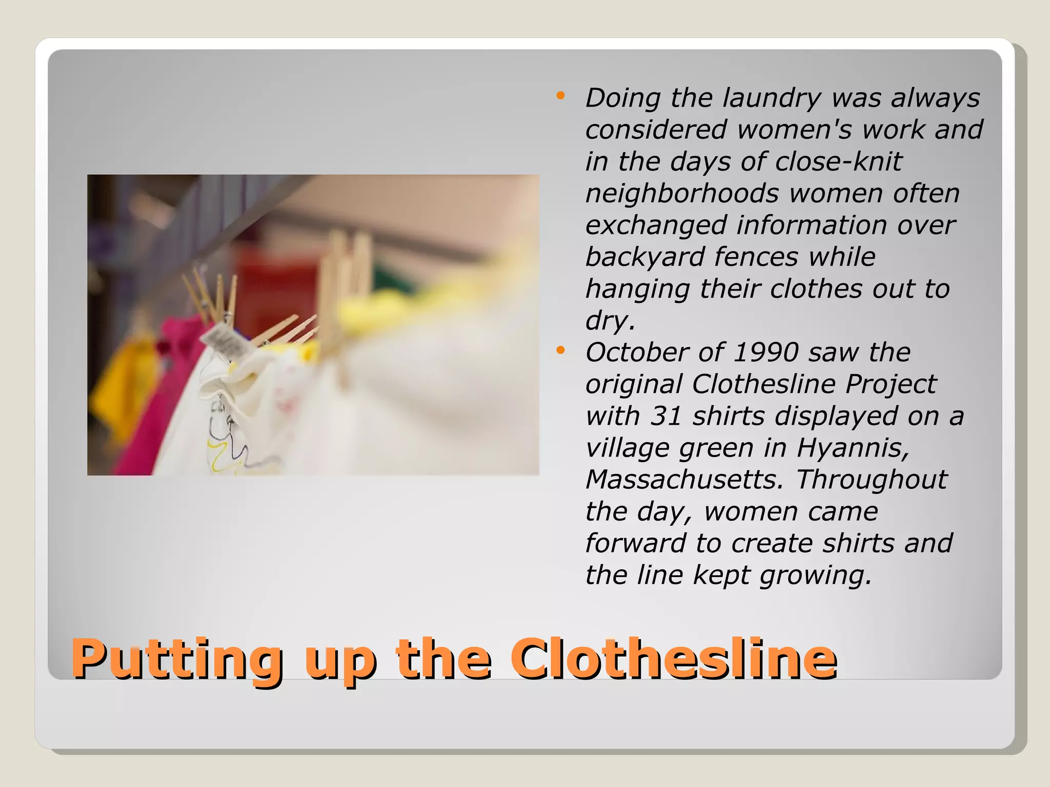 College of Notre Dame 2010 Clothesline Project | PPT