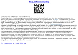 The Cloud Of Cloud Computing Essay | PPT