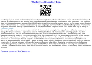 The Cloud Of Cloud Computing Essay | PPT