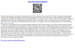 The Cloud Of Cloud Computing Essay | PPT