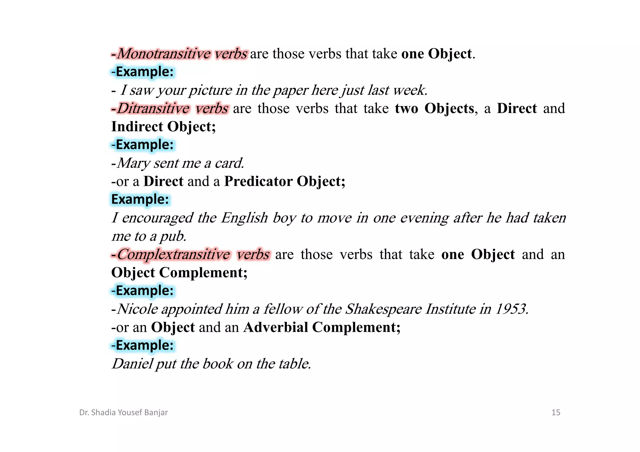 The class of verb & verb phrases, presentation 7 | PDF