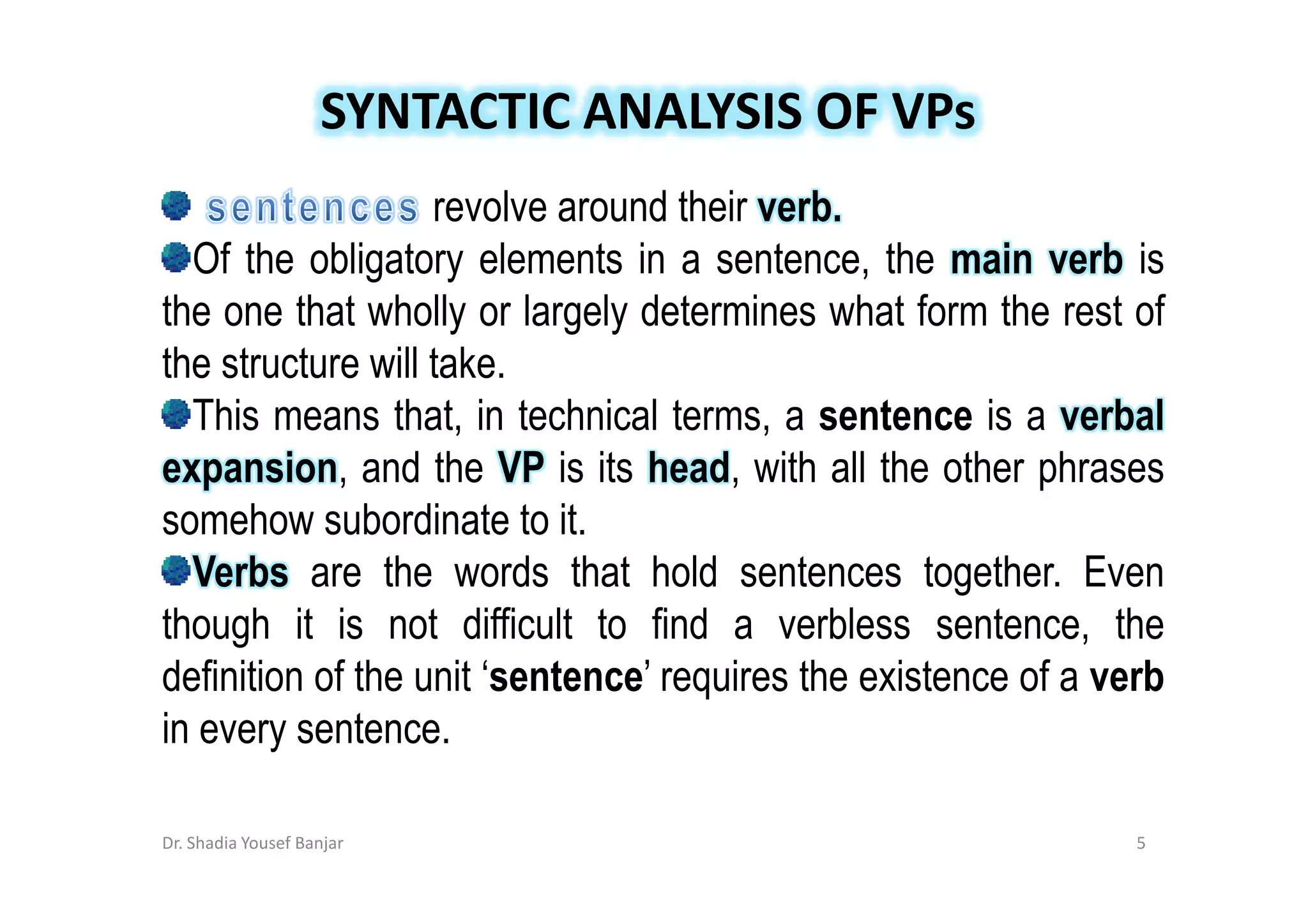 The class of verb & verb phrases, presentation 7 | PDF
