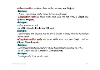 The class of verb & verb phrases, presentation 7 | PDF