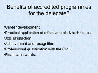 The cmi and management and leadership qualifications tony evans | PPT