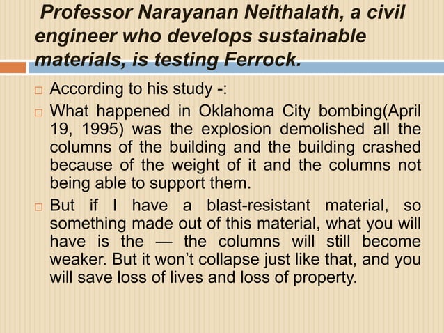 ferrock cement | PPTX | Geology | Science