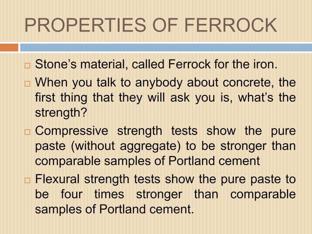 ferrock cement | PPTX | Geology | Science