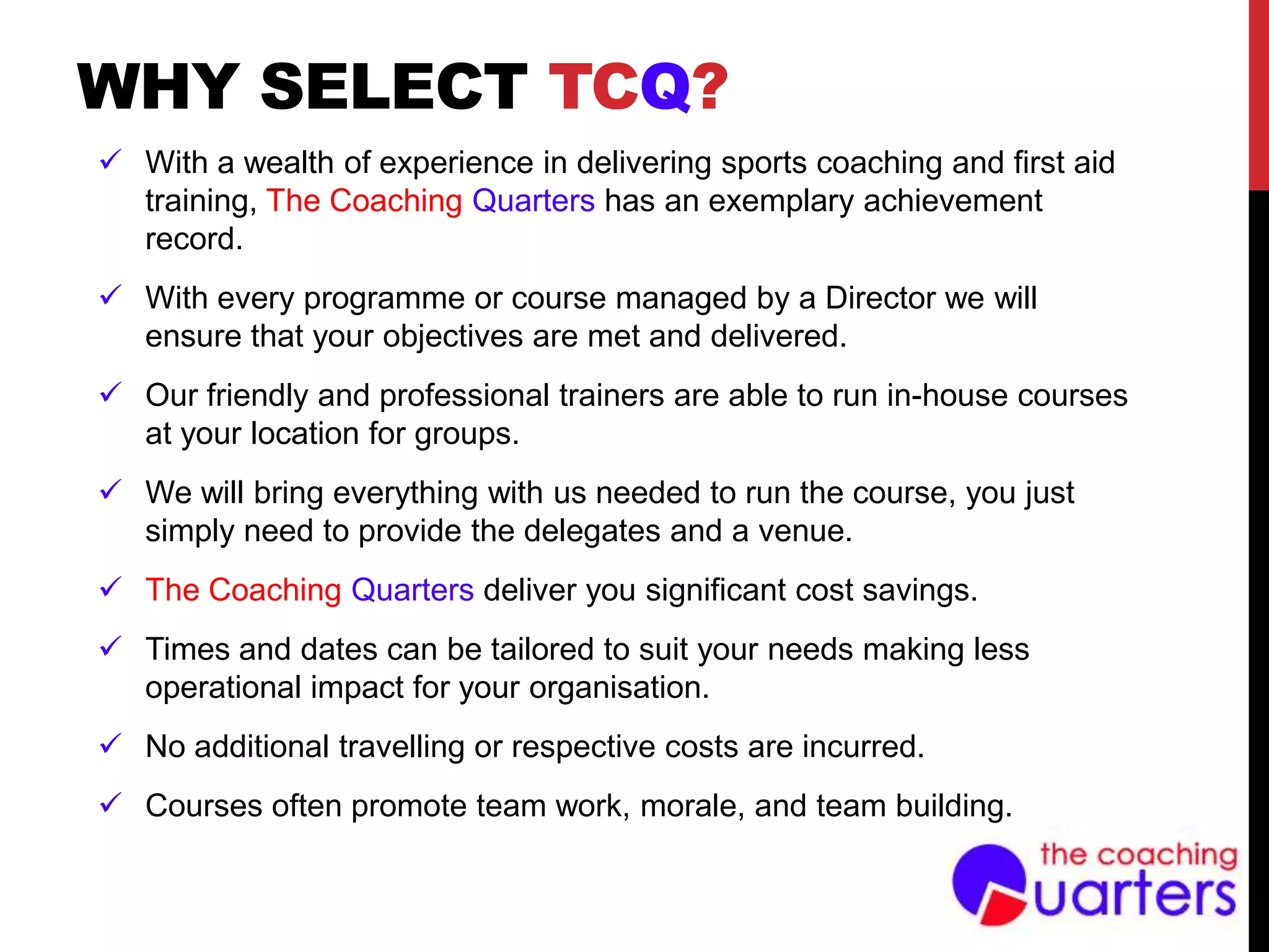 The coaching quarters introduction | PPSX | Vocational Training | Careers
