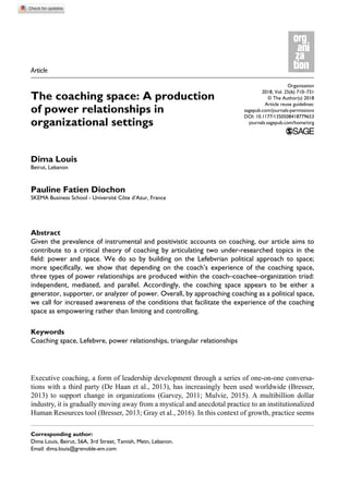 The coaching space a production of power relationships in ...