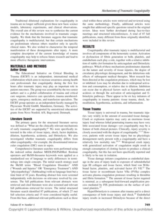 The Coagulopathy of Trauma: A Review of Mechanisms | PDF