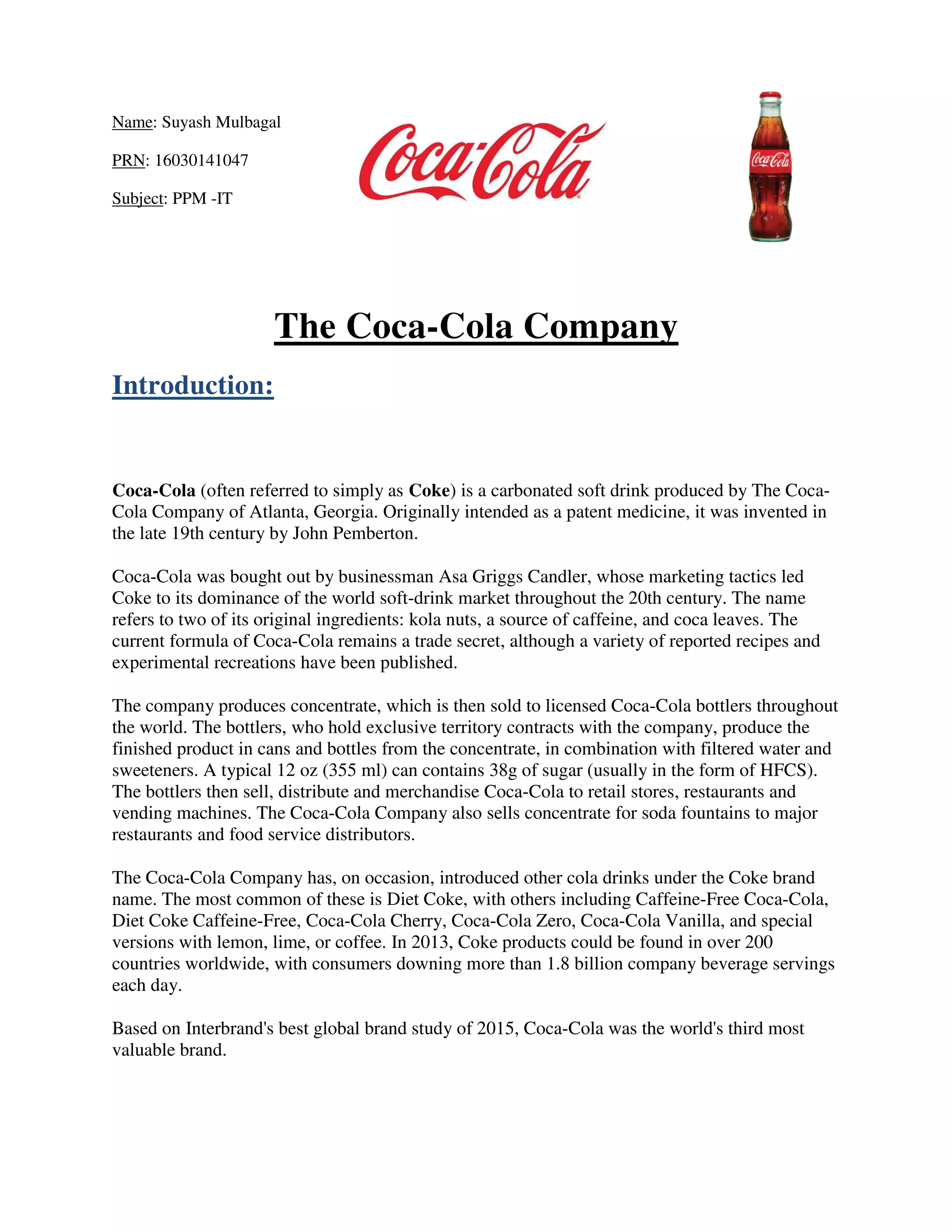 The Coca Cola company | PDF