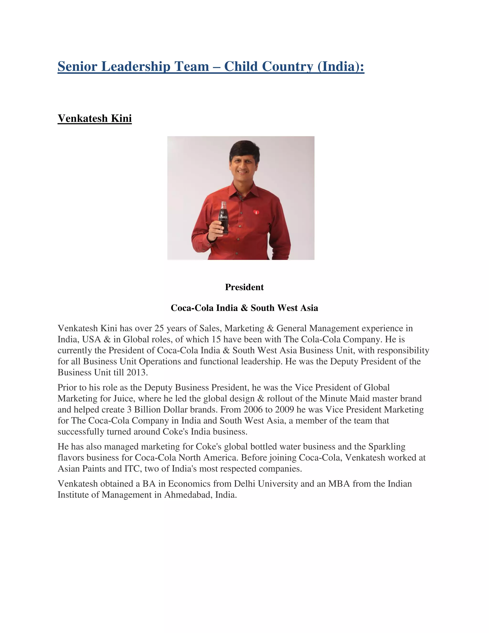 The Coca Cola company | PDF