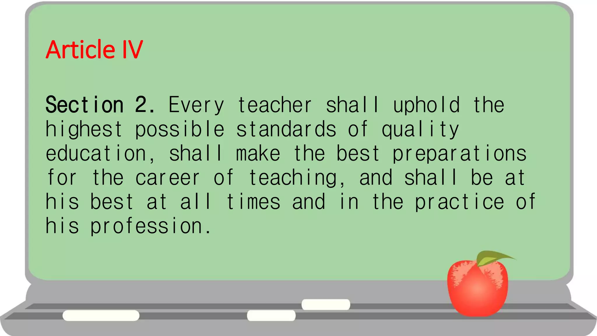 The code of ethics for professional teachers | PPTX