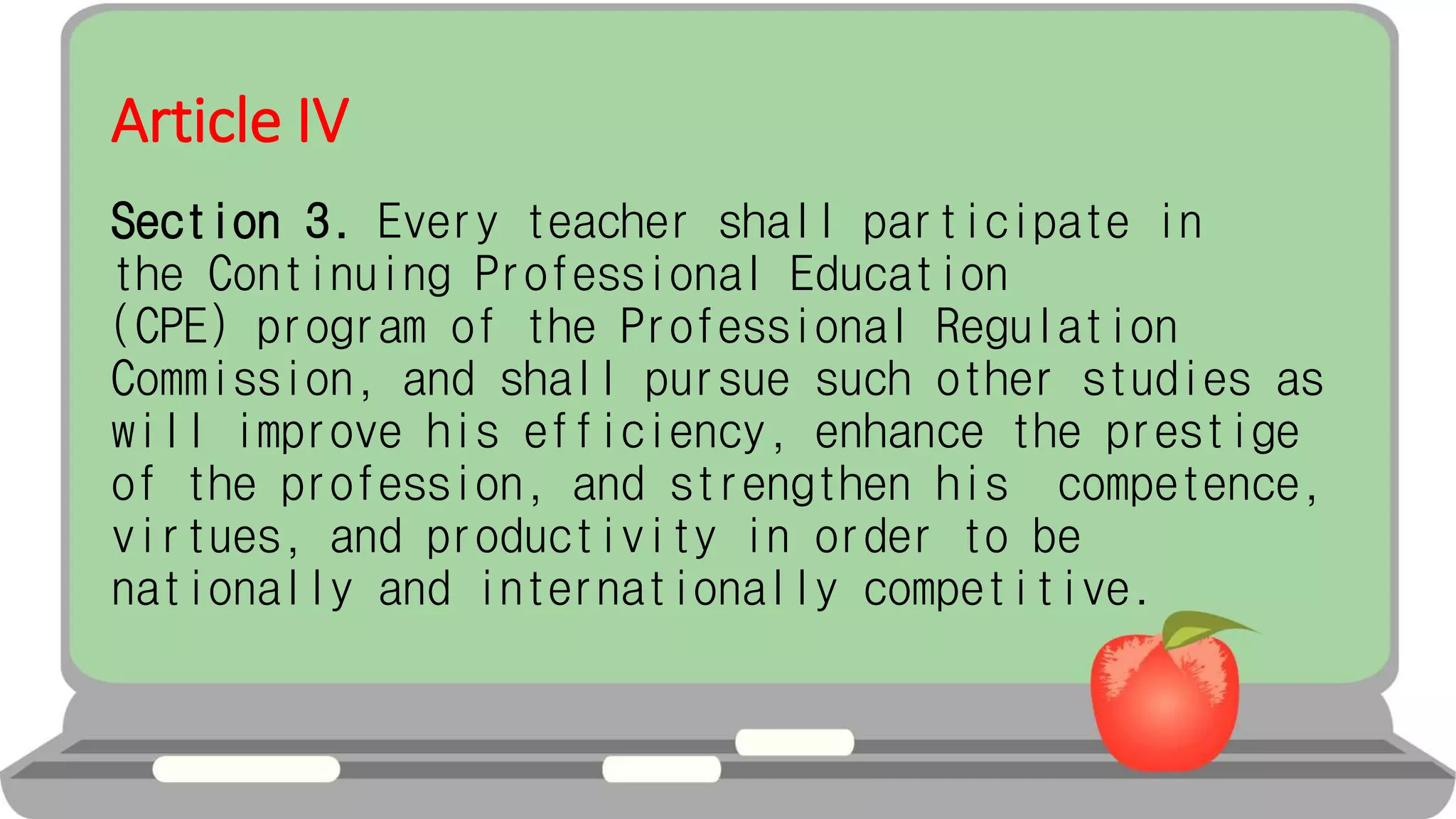 The code of ethics for professional teachers | PPTX