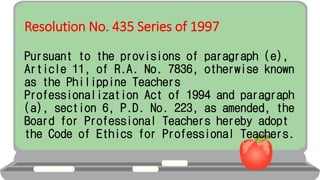 The code of ethics for professional teachers | PPTX