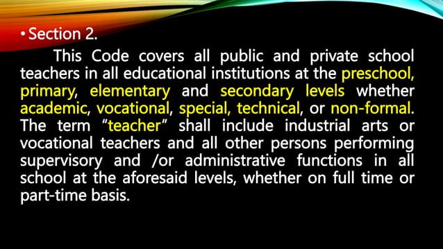 The Code of Ethics for Professional Teachers.pptx | Professional School ...