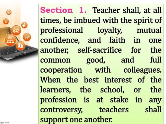 The code of ethics of the professional teachers | PPTX