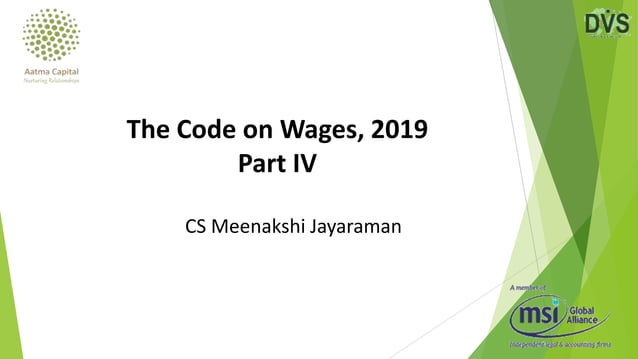 The Code on Wages, 2019 - Part IV | PPTX | Business | Business and Finance
