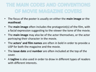 The Codes and Conventions of Movie Magazine Covers | PPTX