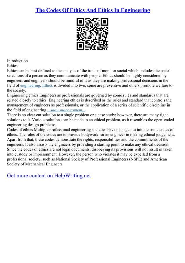 The Codes Of Ethics And Ethics In Engineering | PDF | Civil Engineering ...